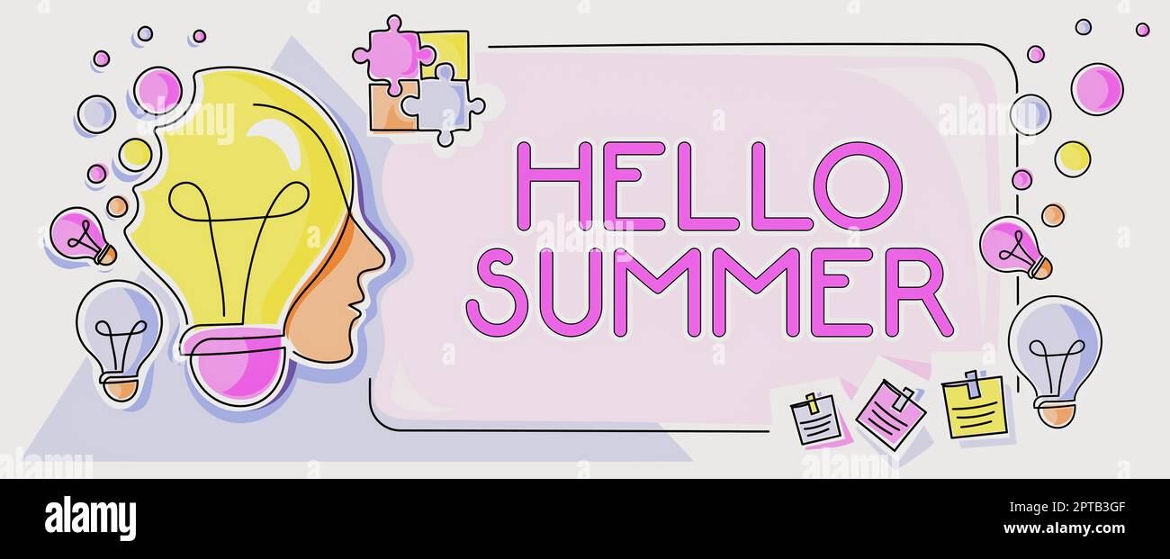 Text showing inspiration Hello Summer, Business idea Welcoming the ...