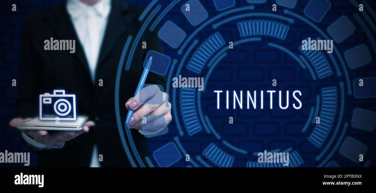 Writing displaying text Tinnitus, Business showcase A ringing or music ...