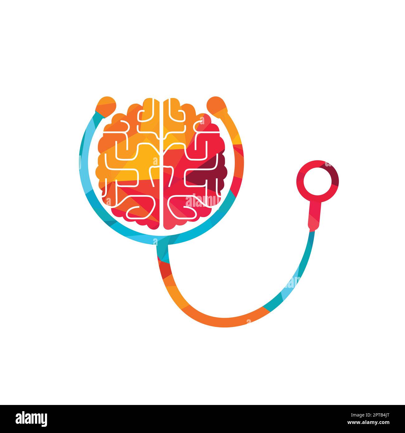 Brain care vector logo template. Stethoscope and human brain icon logo ...
