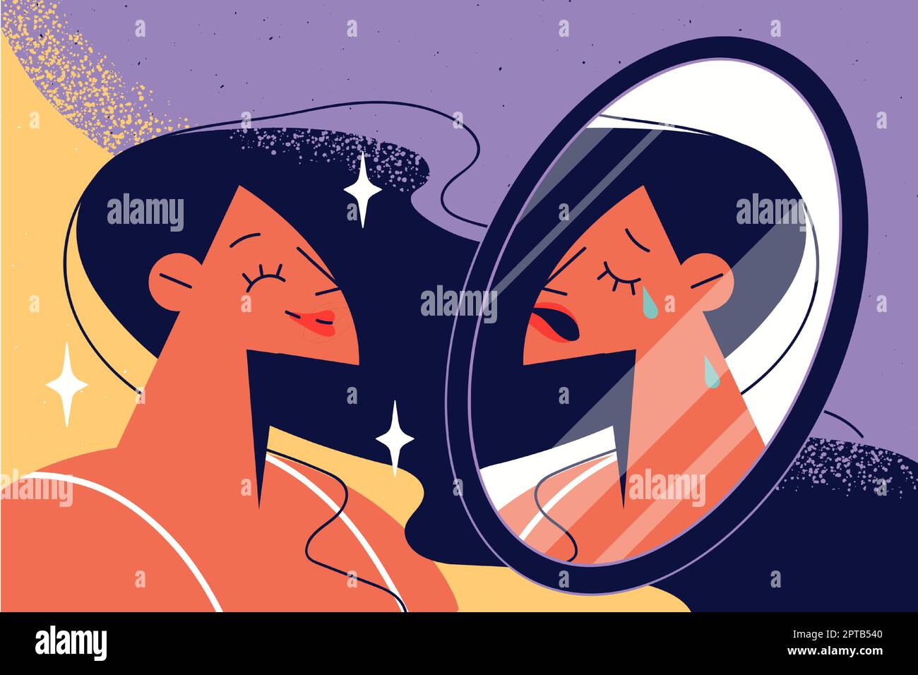 Woman look in mirror suffer from personality disorder Stock Vector ...