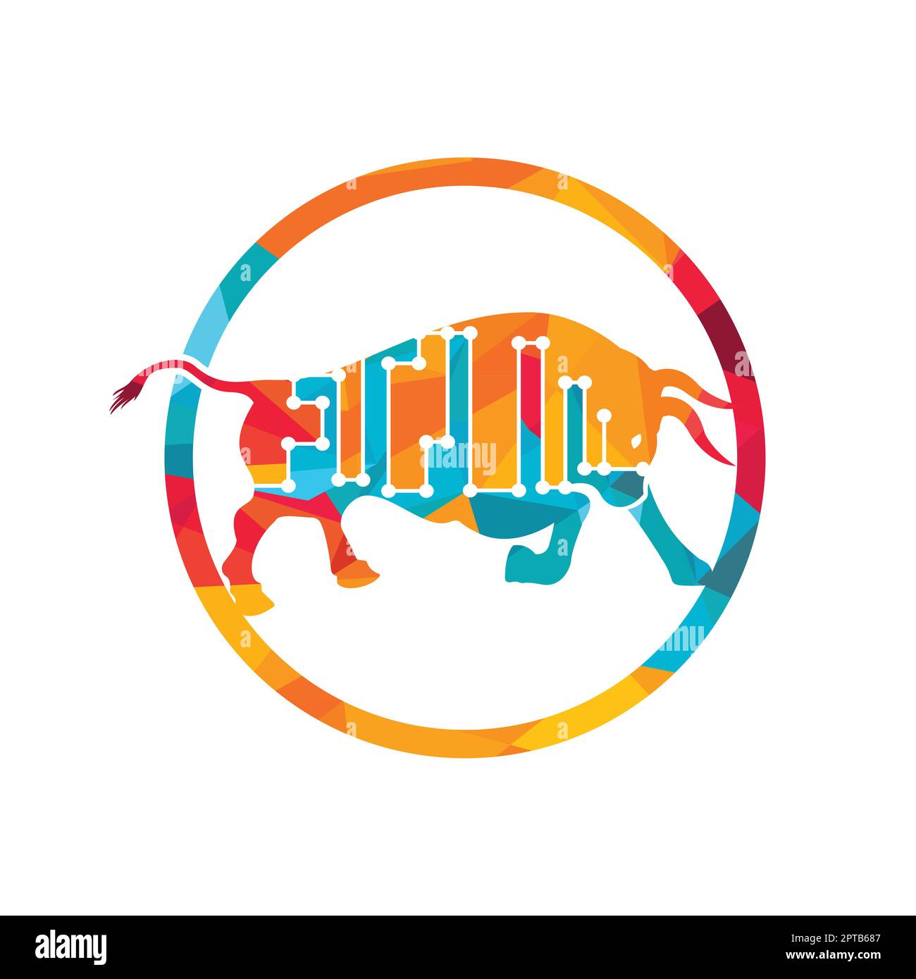 Bull tech vector logo design. Bull circuit technology logo concept ...