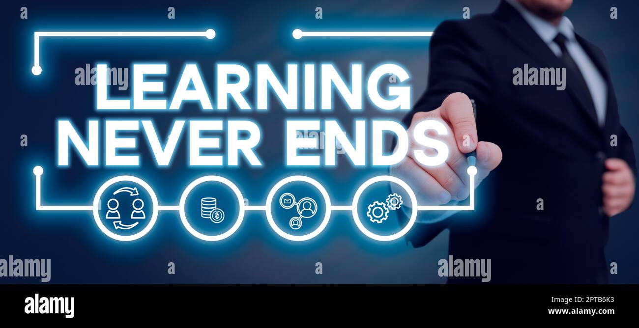 Sign displaying Learning Never Ends, Word Written on Content Marketing ...