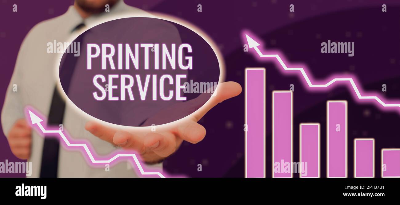 Conceptual display Printing Service, Word Written on conversion of raw ...