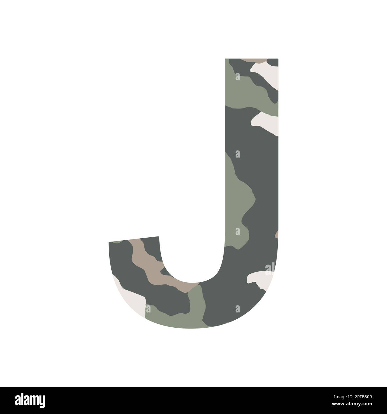 English alphabet letter J, khaki style isolated on white background ...