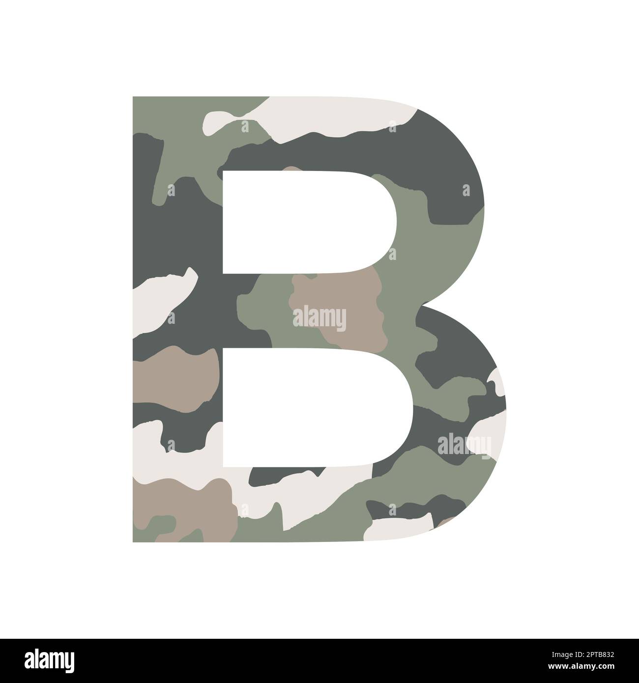 English alphabet letter B, khaki style isolated on white background ...