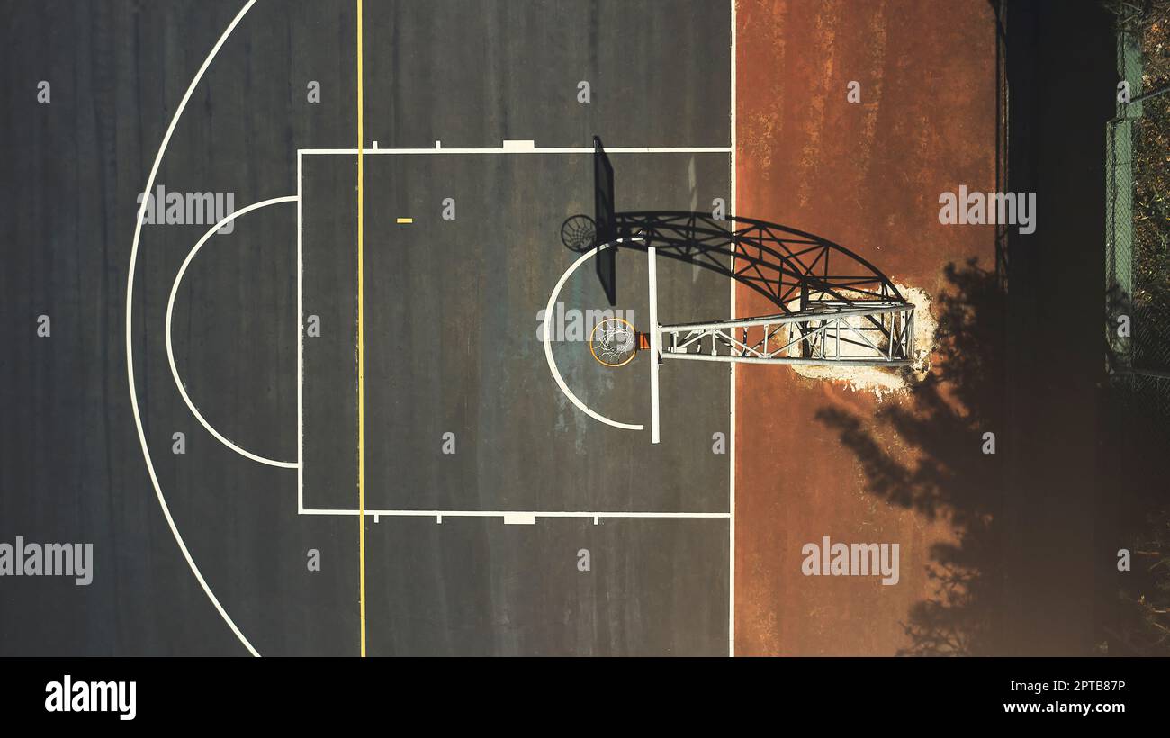 Aerial background basketball court, sports playground and outdoor ...