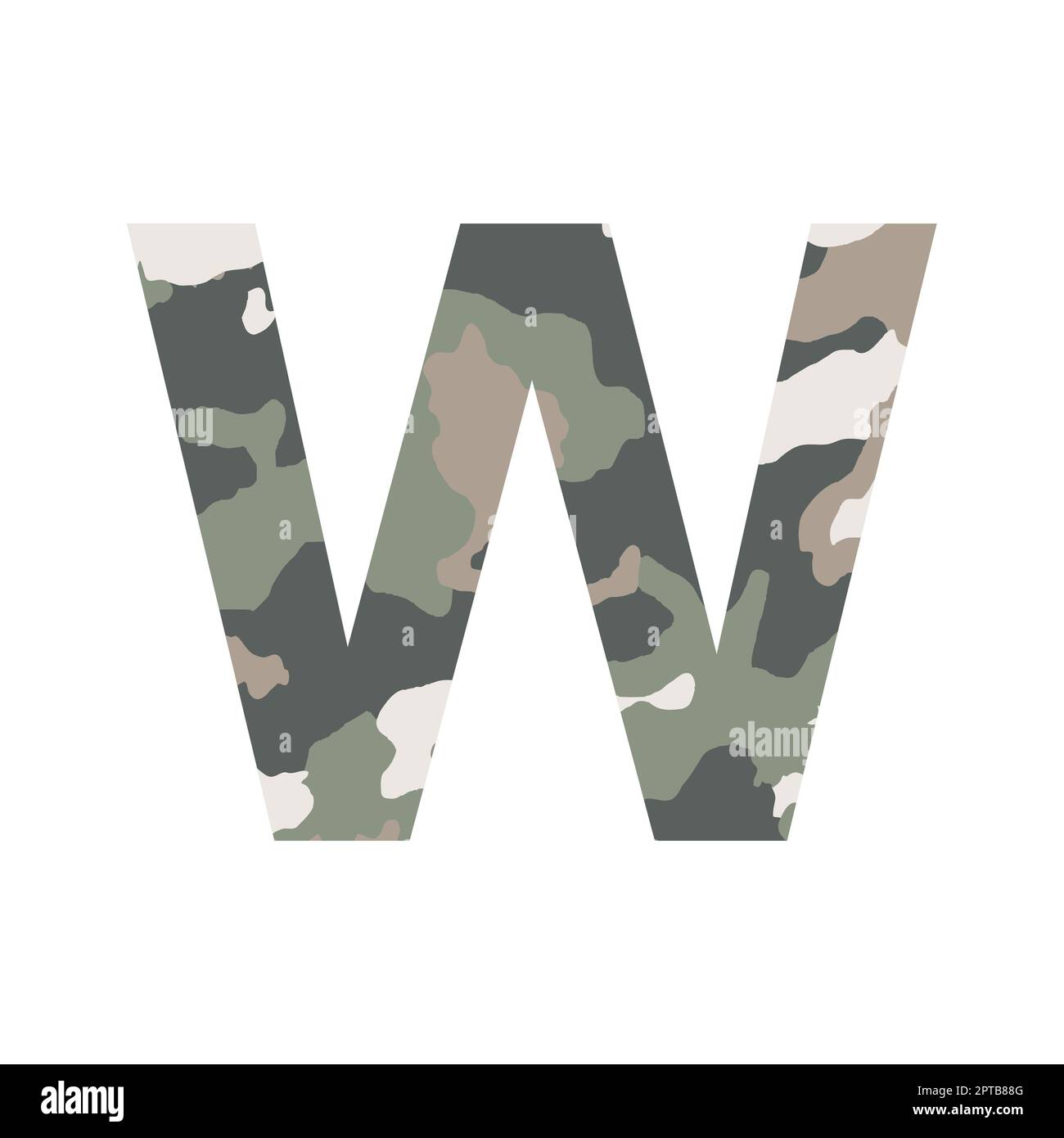 English alphabet letter W, khaki style isolated on white background - Vector illustration Stock ...