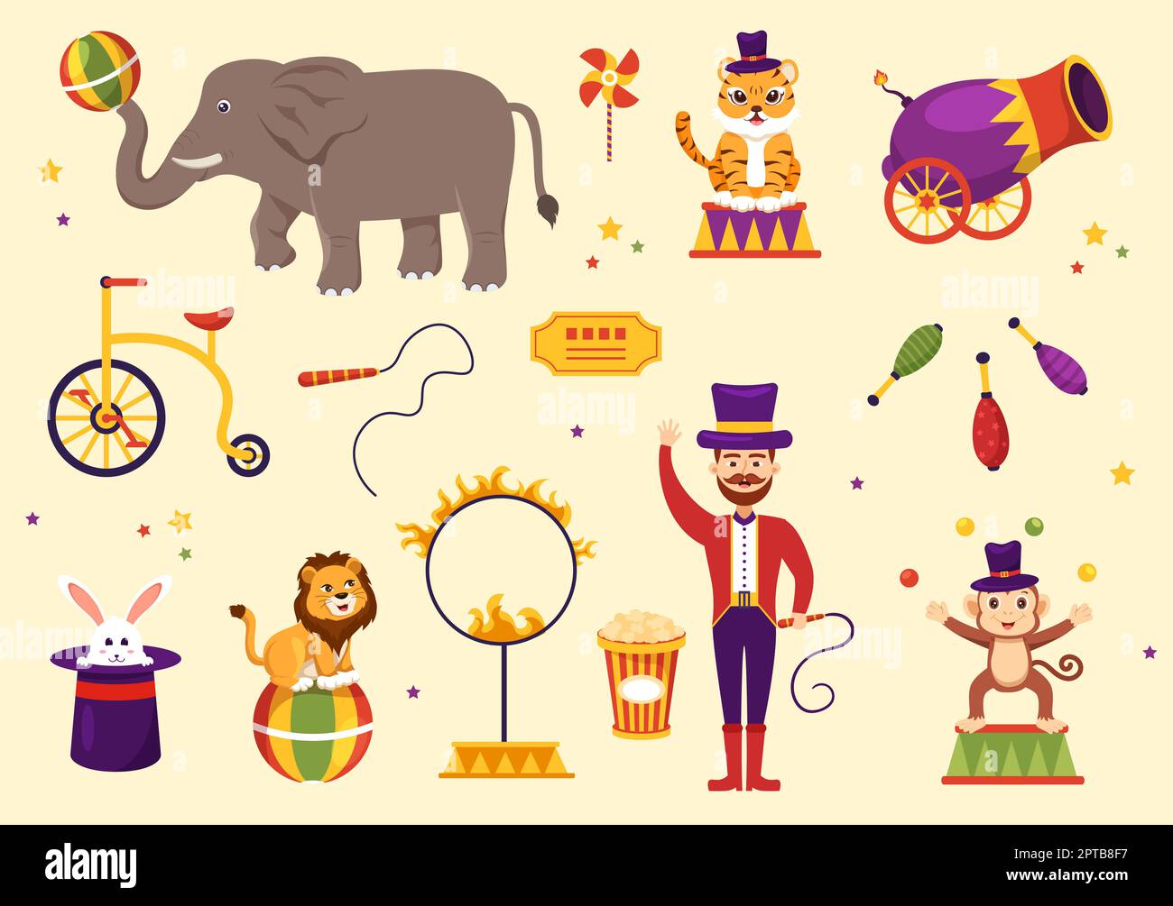 Circus Template Hand Drawn Cartoon Flat Illustration with Show of ...