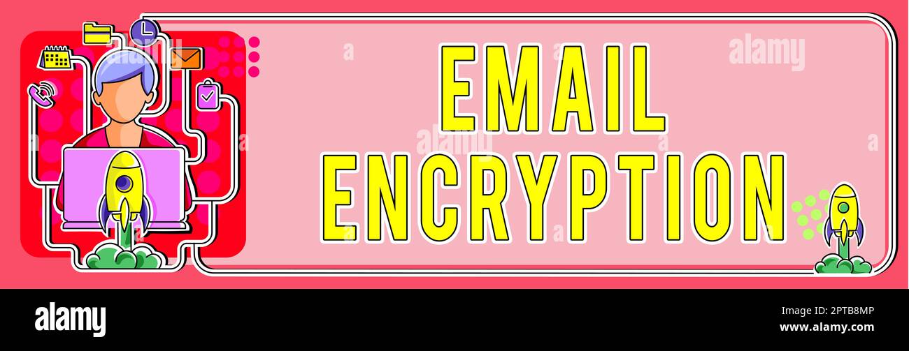 Text caption presenting Email Encryption, Business overview systematic ...