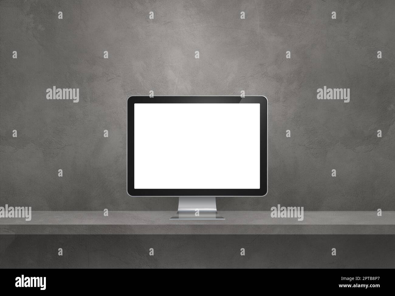 Computer pc - grey wall shelf banner. 3D Illustration Stock Photo - Alamy