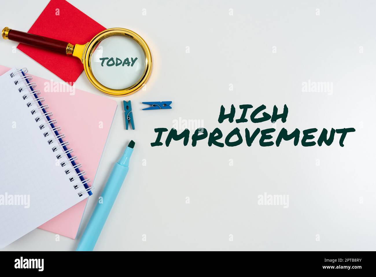 Text showing inspiration High Improvement, Conceptual photo making ...