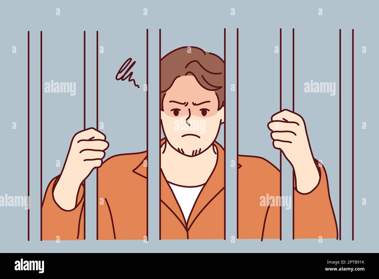 Angry man criminal behind jars in prison Stock Vector Image & Art - Alamy