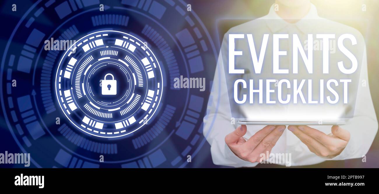 Sign displaying Events Checklist, Business overview invaluable tool for ...