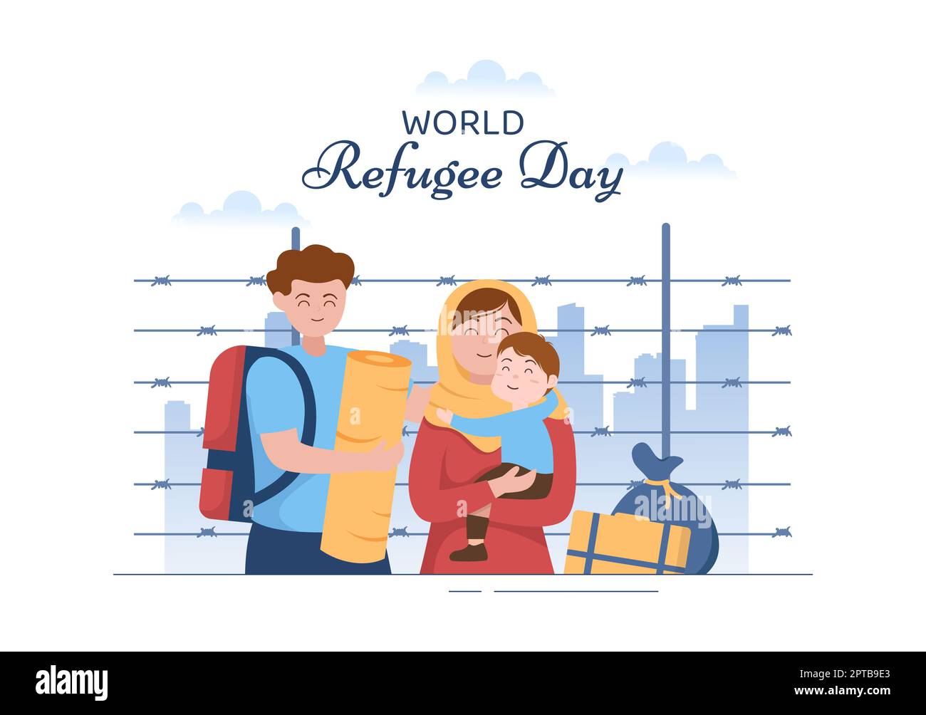 World Refugee Day Template Hand Drawn Cartoon Flat Illustration with ...