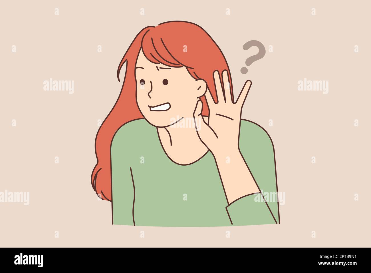 Young woman feel confused listening to hidden or secret information ...