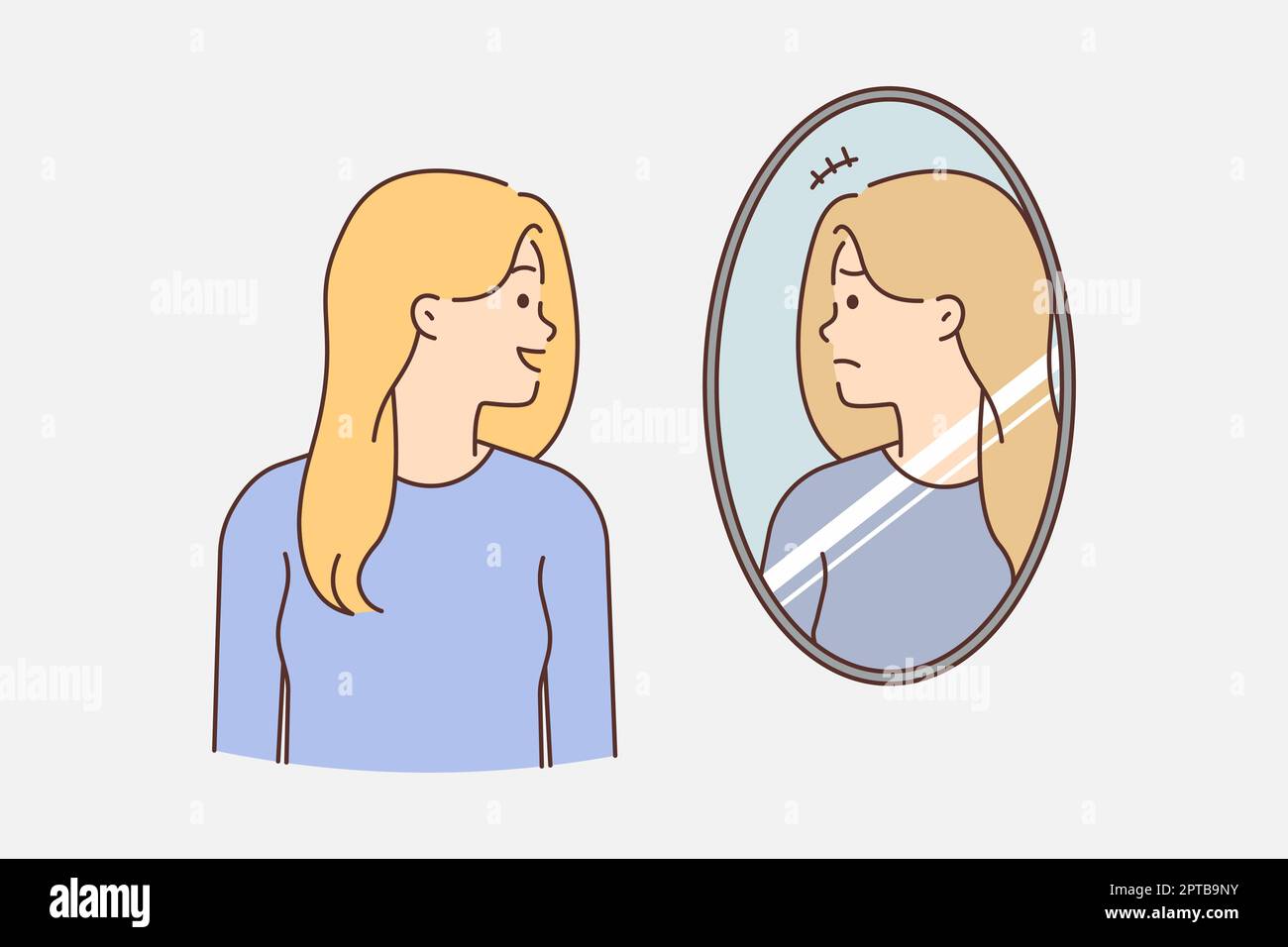 Brain female face outline depression hi-res stock photography and ...