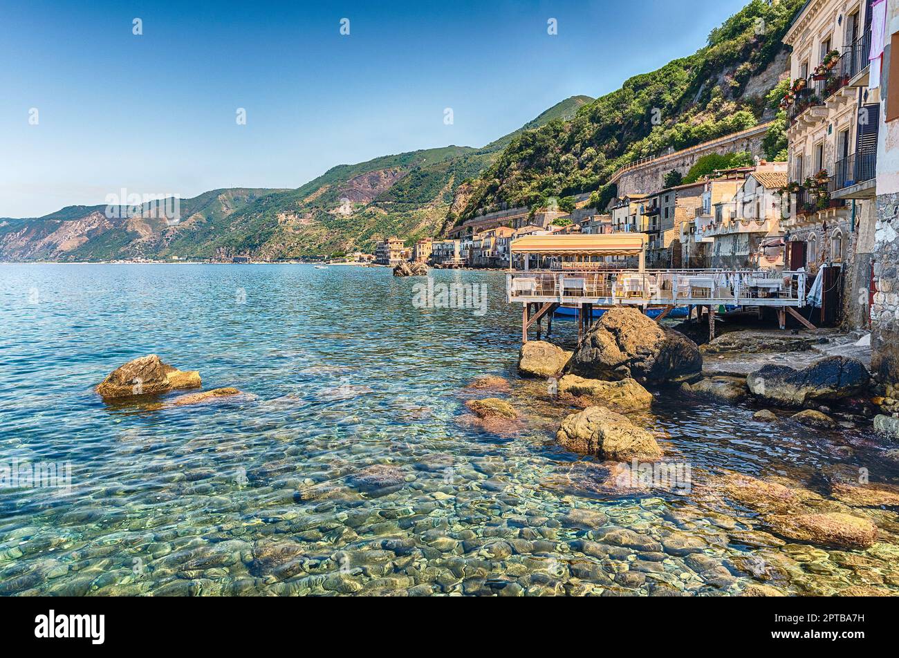 Beautiful seascape in the seaside village of Chianalea, fraction of ...