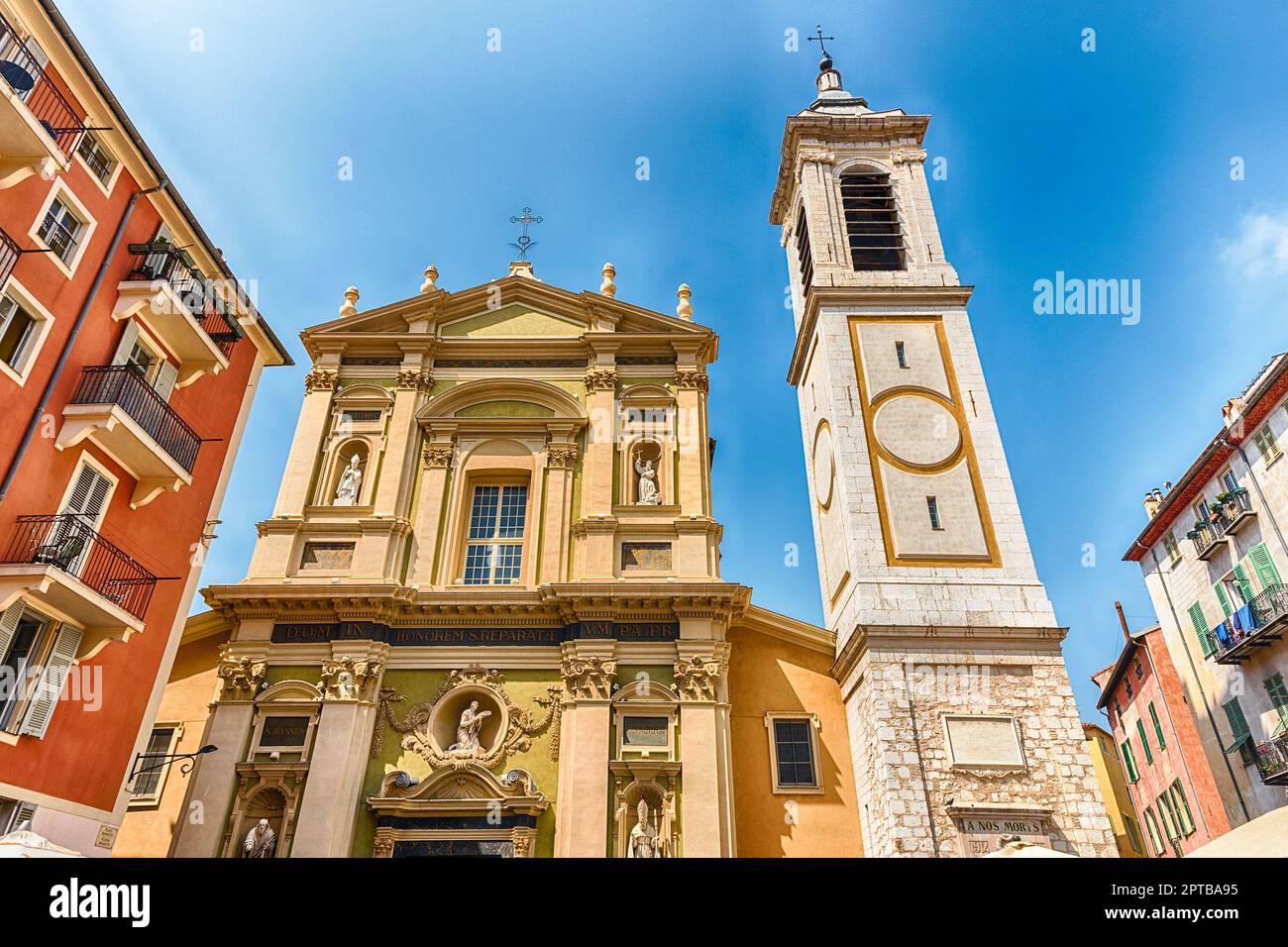 Facade of the baroque Cathedral of Saint Reparata, in the old town of ...