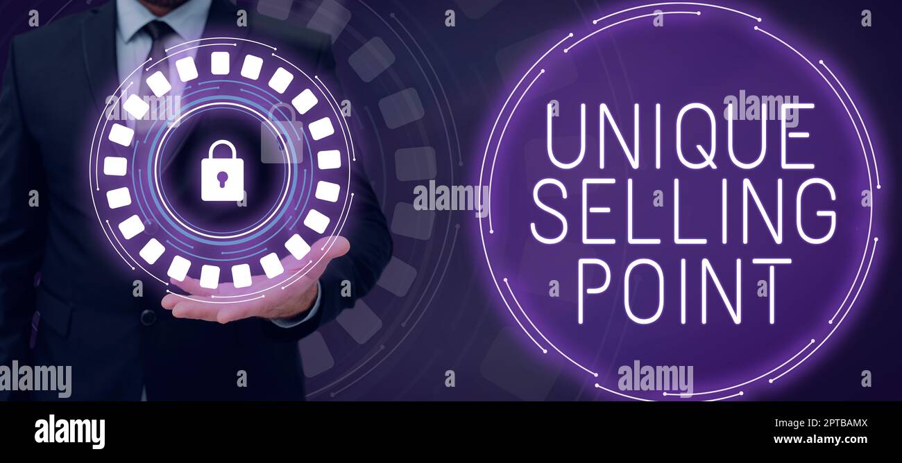 Text caption presenting Unique Selling Point, Business idea ...