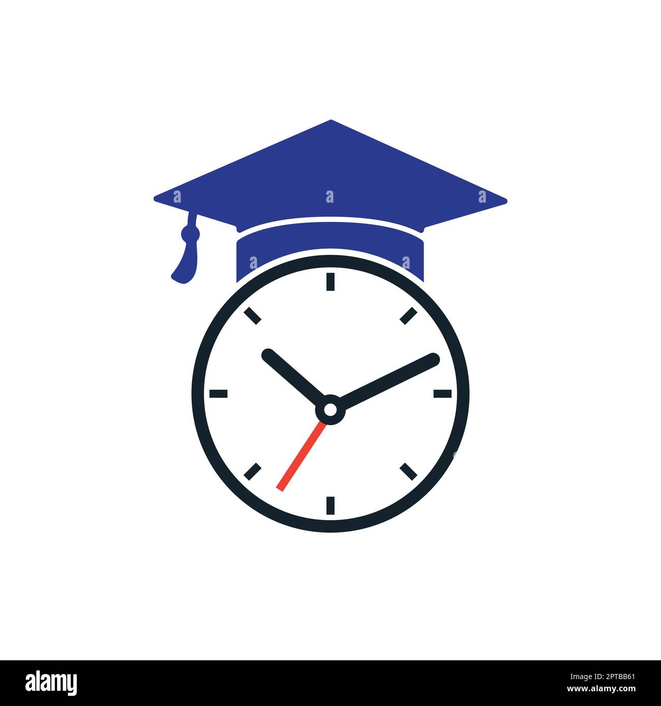 Study time vector logo design. Graduation hat with clock icon design ...