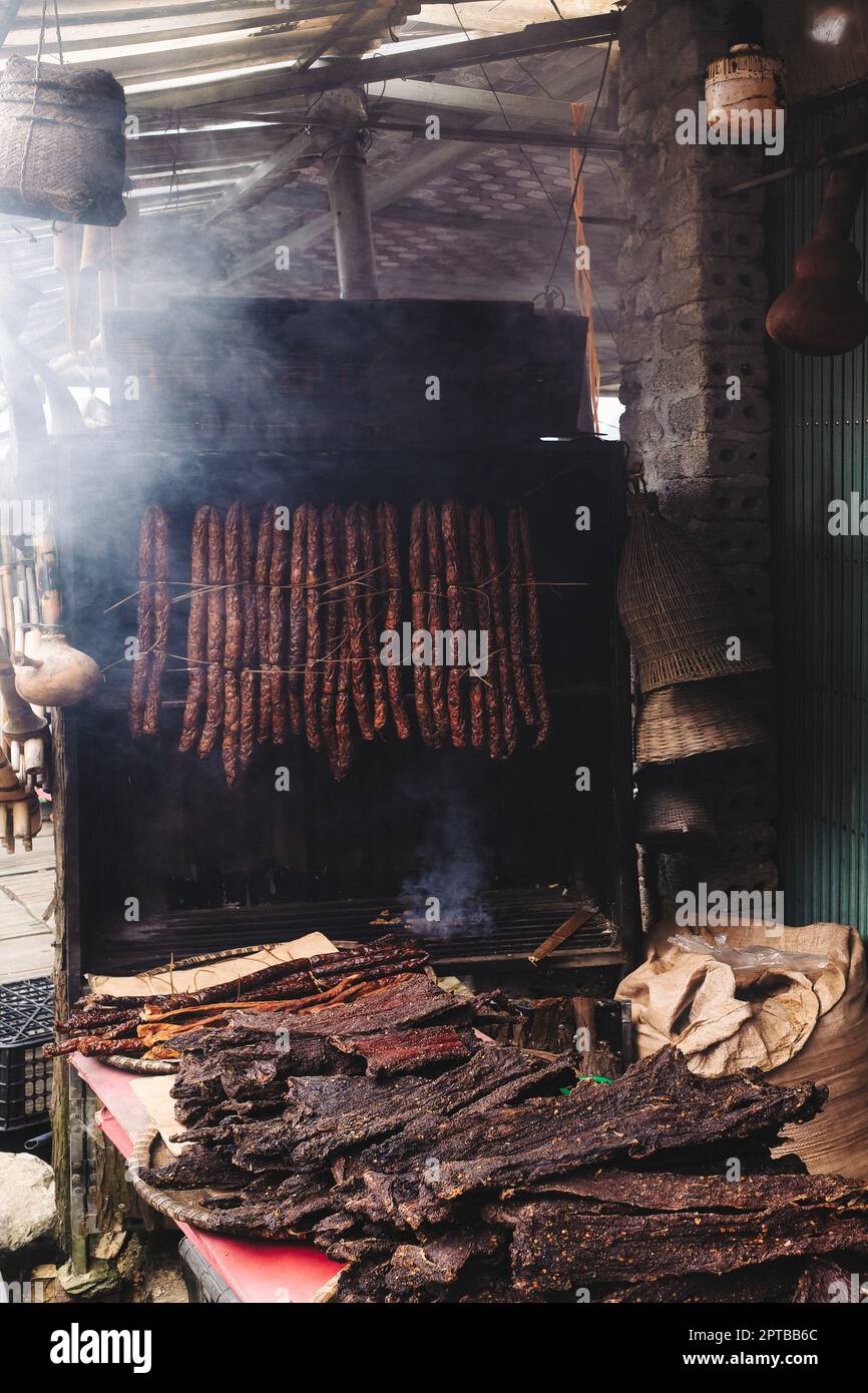 rustic traditional sausage smoking Stock Photo - Alamy