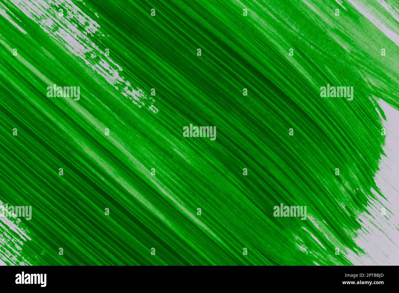 acrylic green paint texture background hand made brush on paper Stock ...