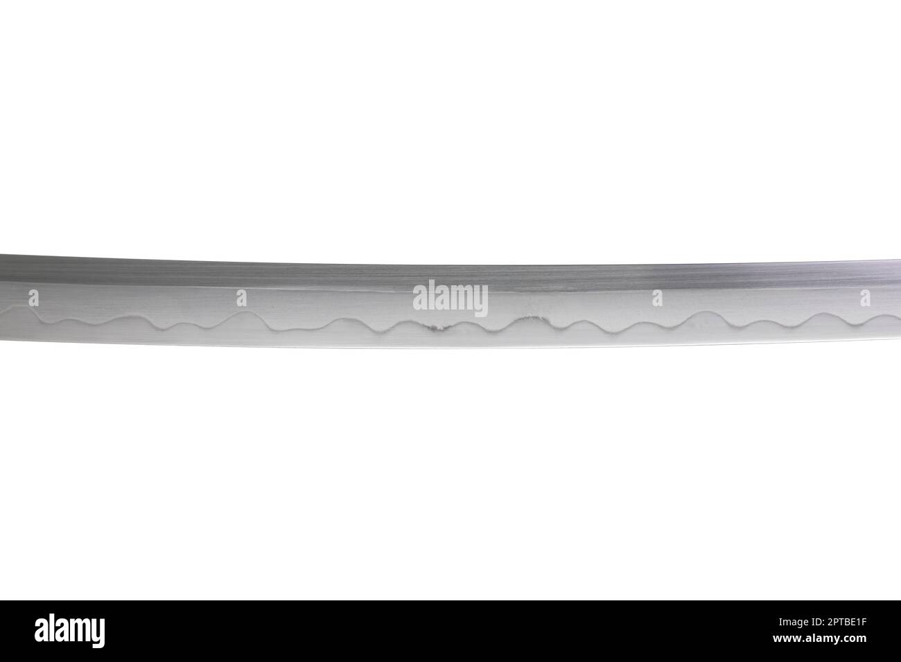 Japanese sword blade on white background. Soft focus. The wavy pattern ...