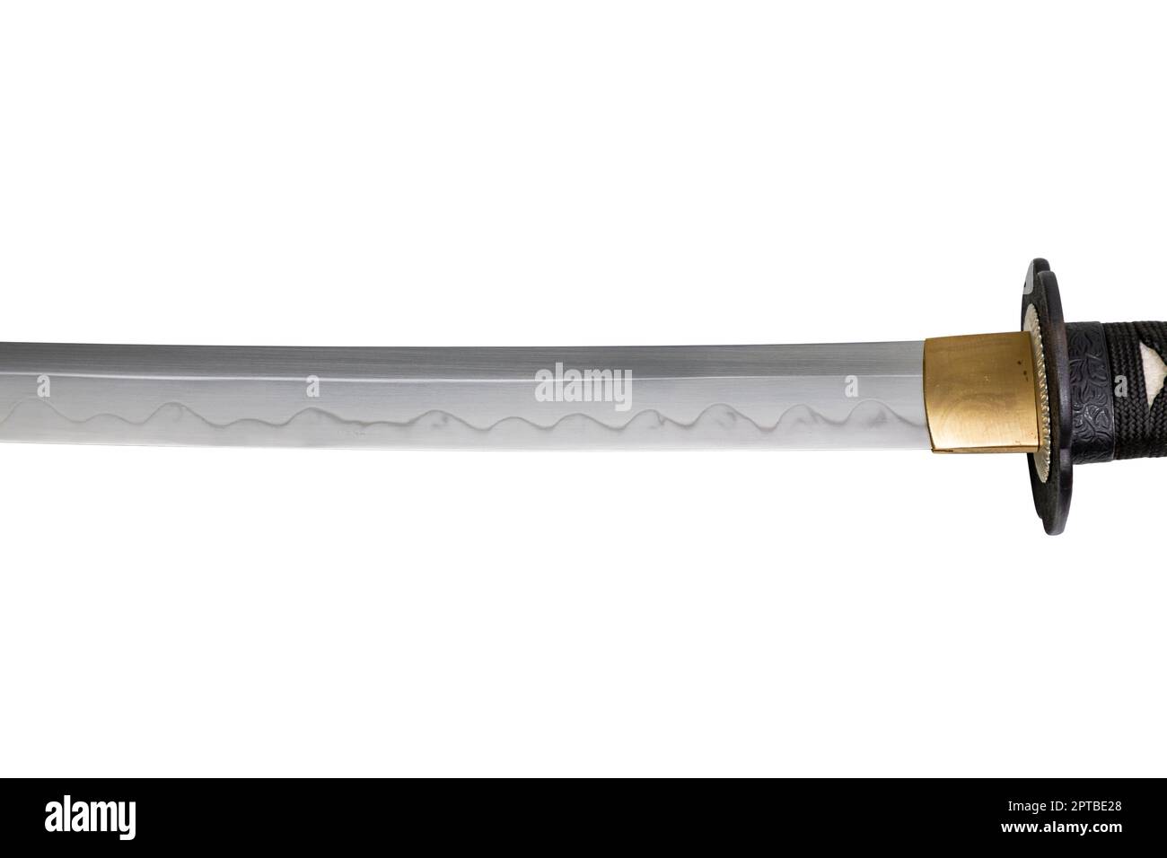 The Habaki - collar is made of polished brass. It is at the base of a ...