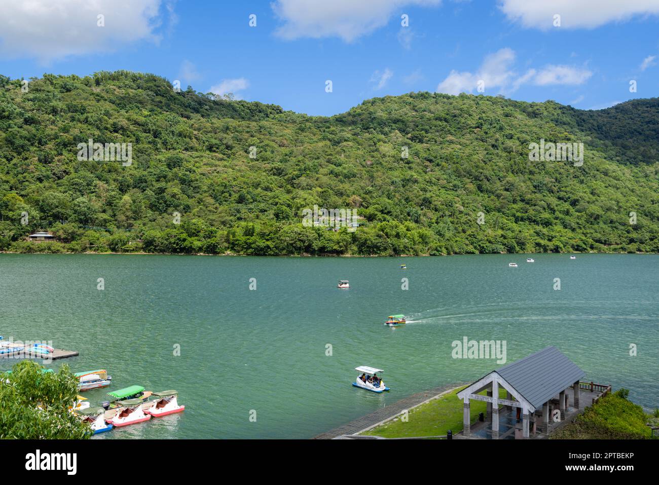 Liyu lake scenic area with mountain in Hualien of Taiwan Stock Photo ...