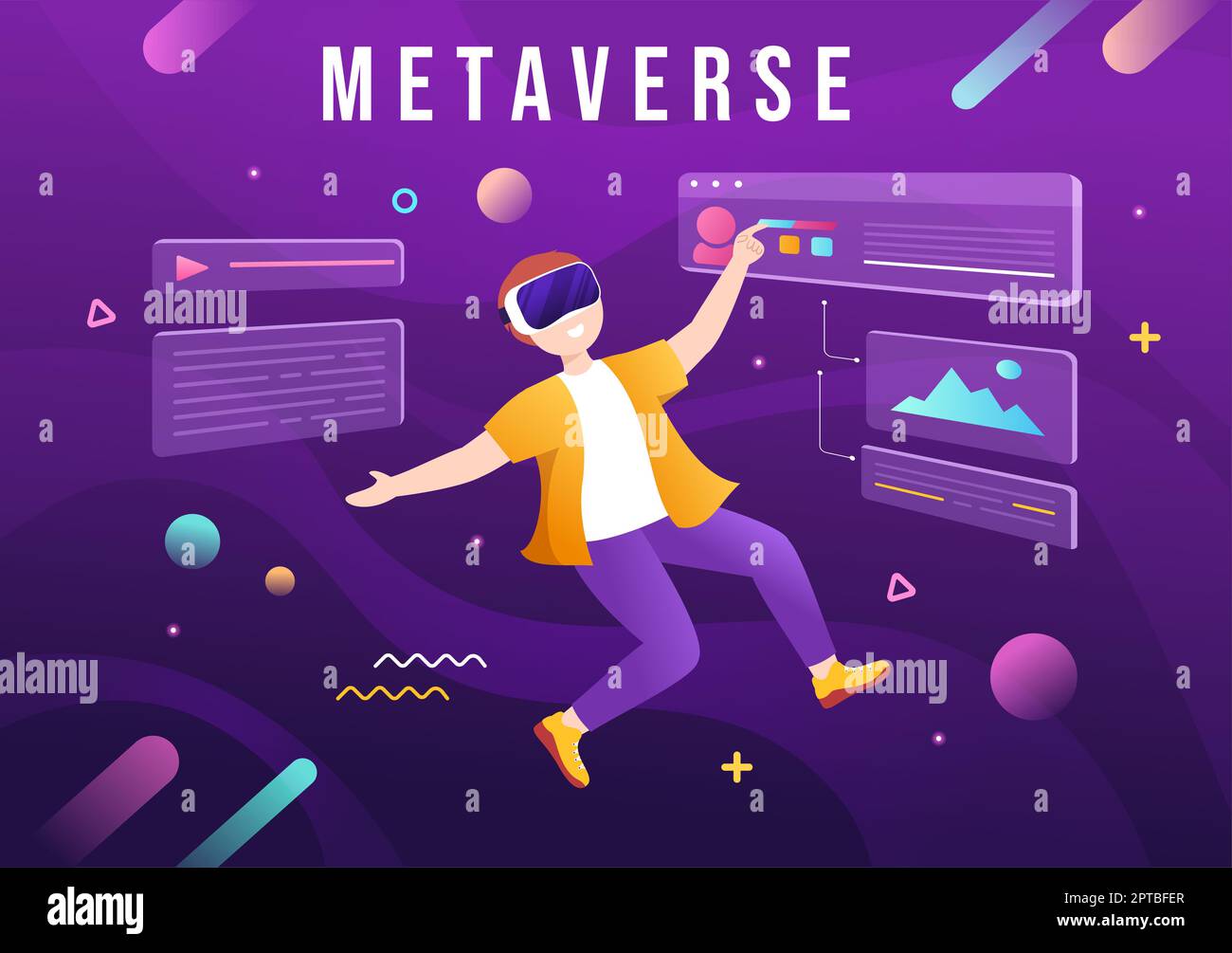Metaverse Digital Virtual Reality Technology wears VR Glasses for ...