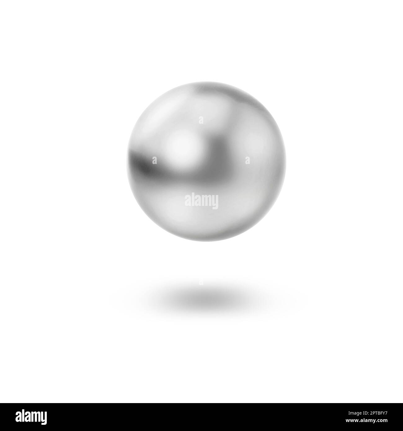 Realistic glossy chromium ball with glares and reflection on white. 3d ...