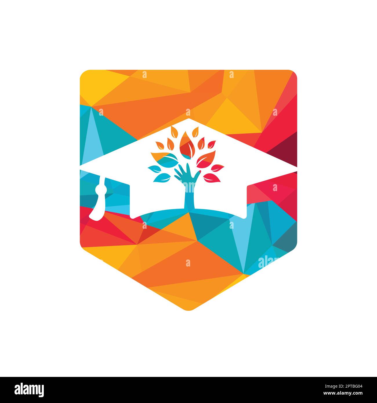 Education insurance and support logo concept. Graduation cap and hand ...