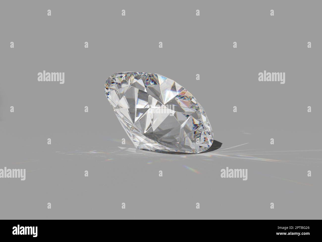 round diamond cut on shiny white background, back light, shiny, caustic ...