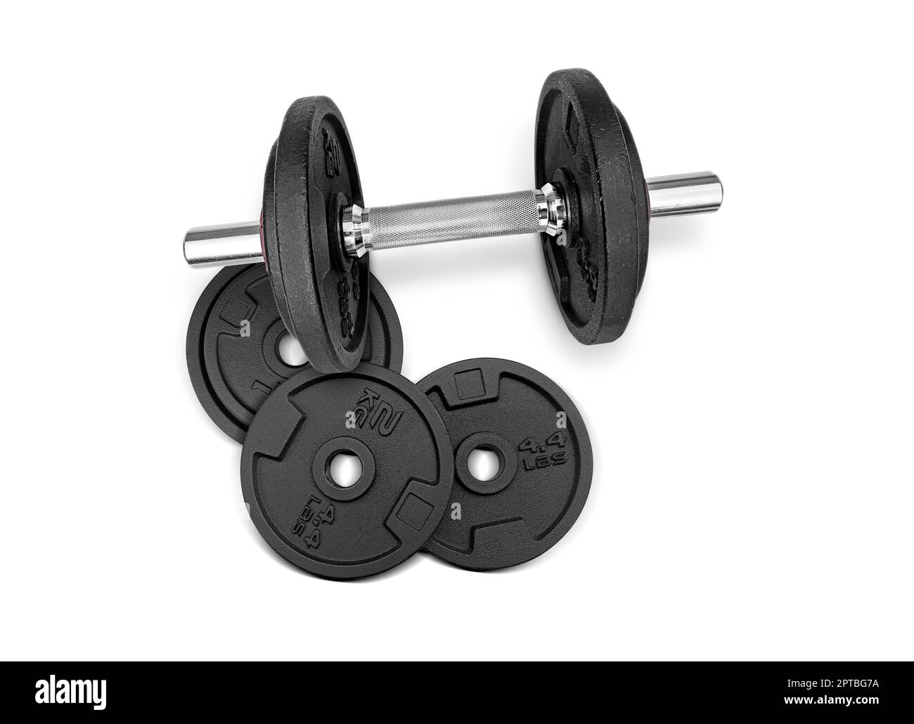 top view of dumbbells on white background Stock Photo - Alamy