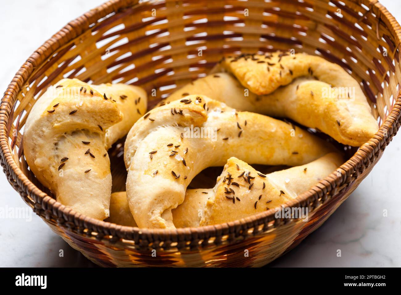 homemade rolls with salt and cumin Stock Photo - Alamy