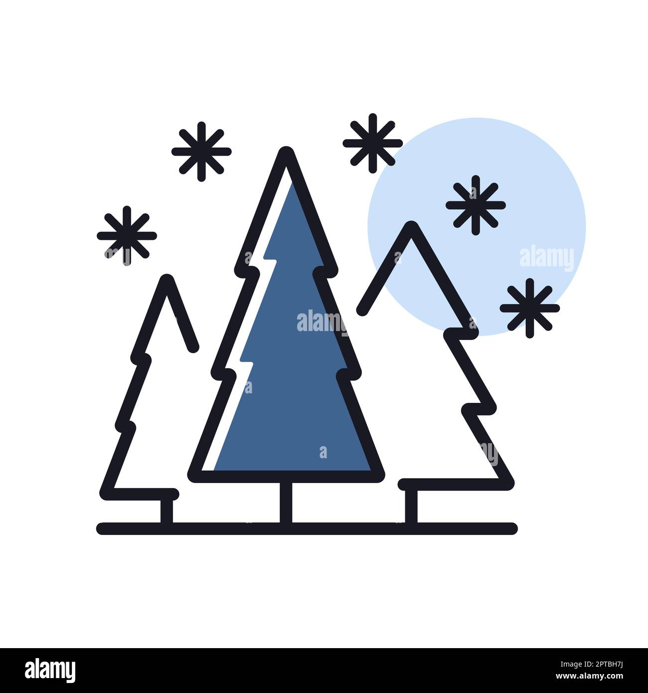Snow forest vector isolated icon. Winter sign. Graph symbol for travel ...