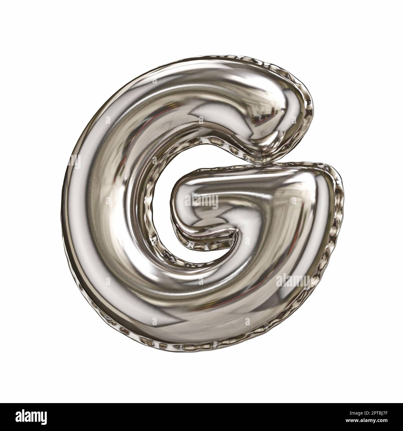 Silver foil balloon font letter G 3D rendering illustration isolated on ...