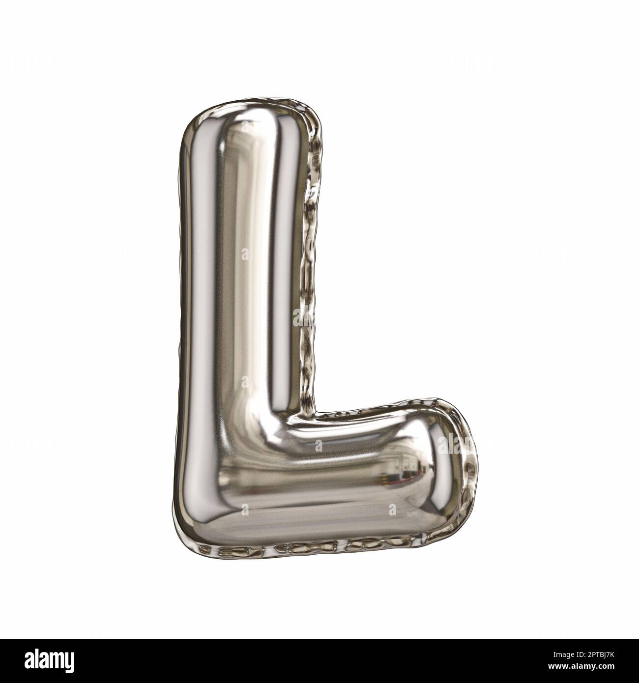 Silver foil balloon font letter L 3D rendering illustration isolated on ...