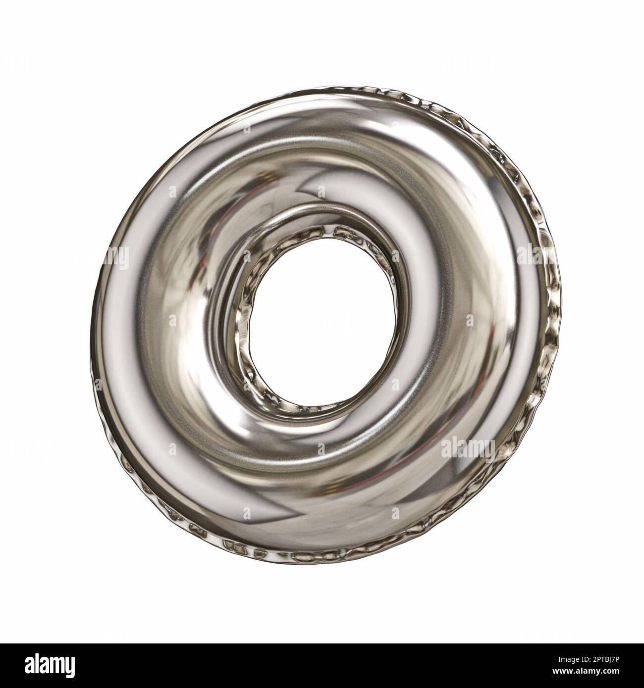 Silver foil balloon font letter O 3D rendering illustration isolated on ...