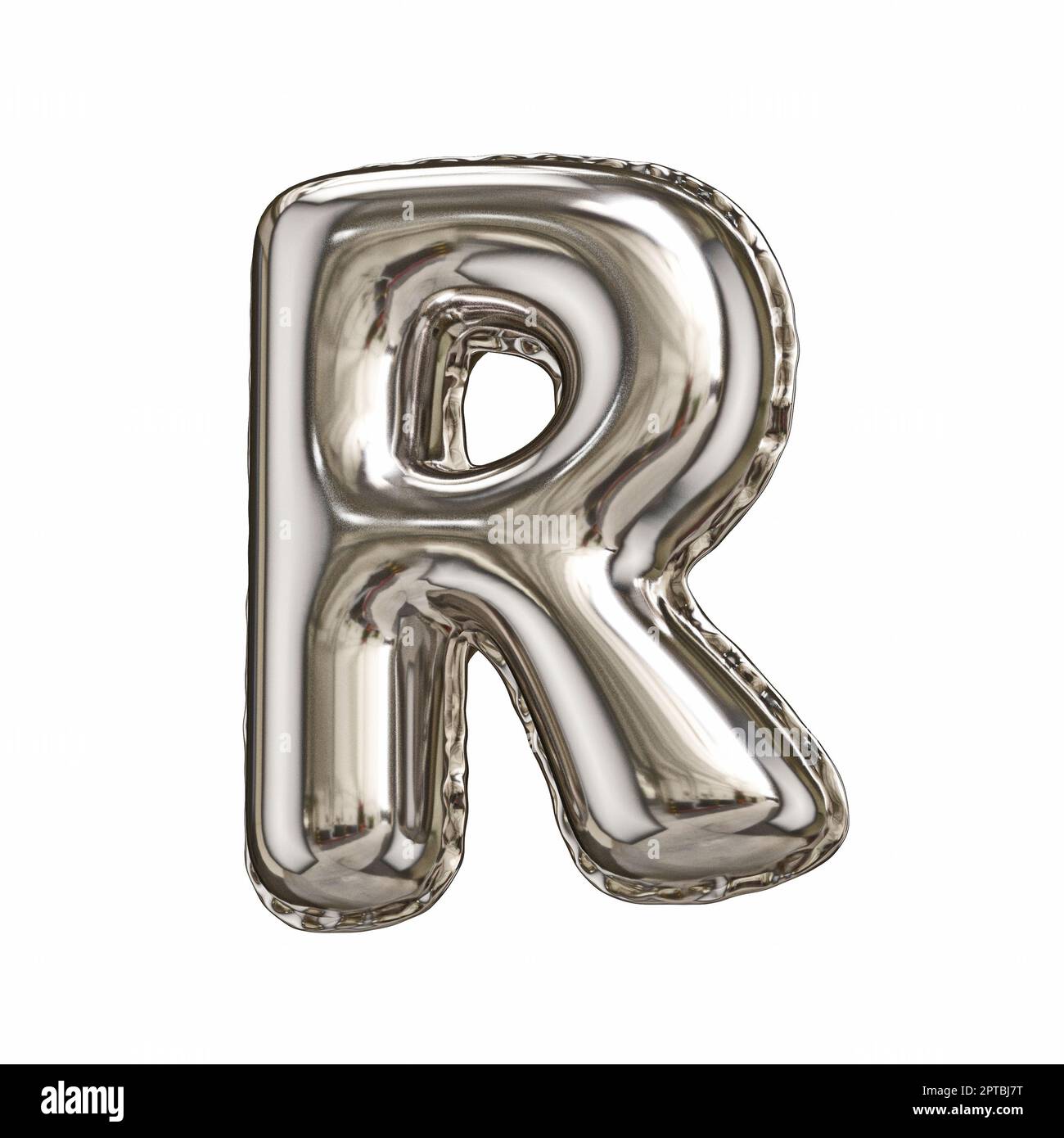 Silver foil balloon font letter R 3D rendering illustration isolated on ...