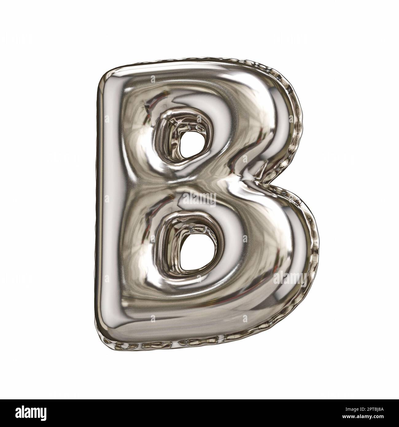 Silver foil balloon font letter B 3D rendering illustration isolated on ...