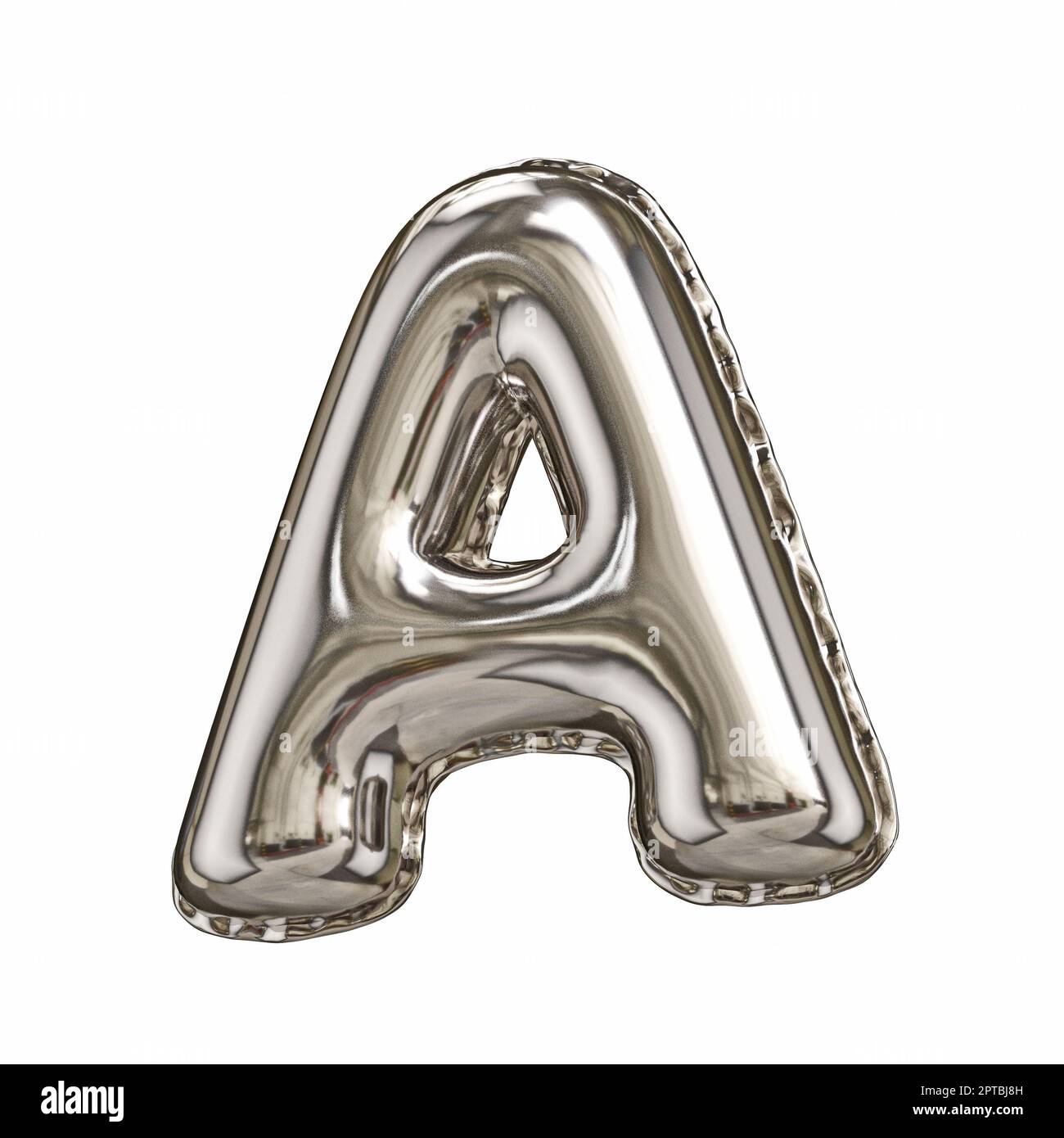 Silver foil balloon font letter A 3D rendering illustration isolated on ...