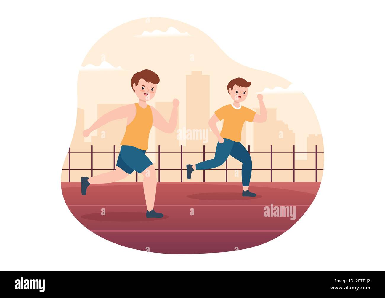 Running Racing Template Hand Drawn Cartoon Flat Illustration People ...