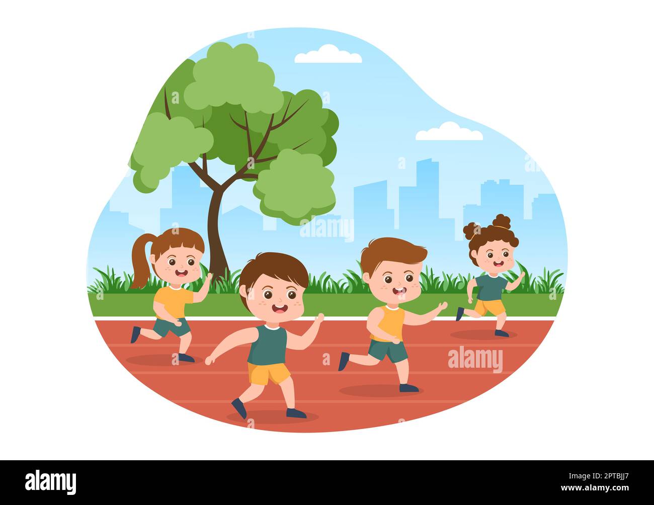 Running Racing Template Hand Drawn Cartoon Flat Illustration People ...