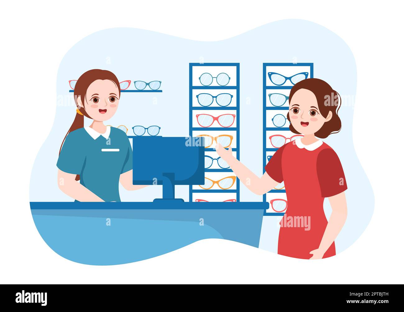 Eye Glasses Store or Optical Shop with Accessories, Optician, Checking ...