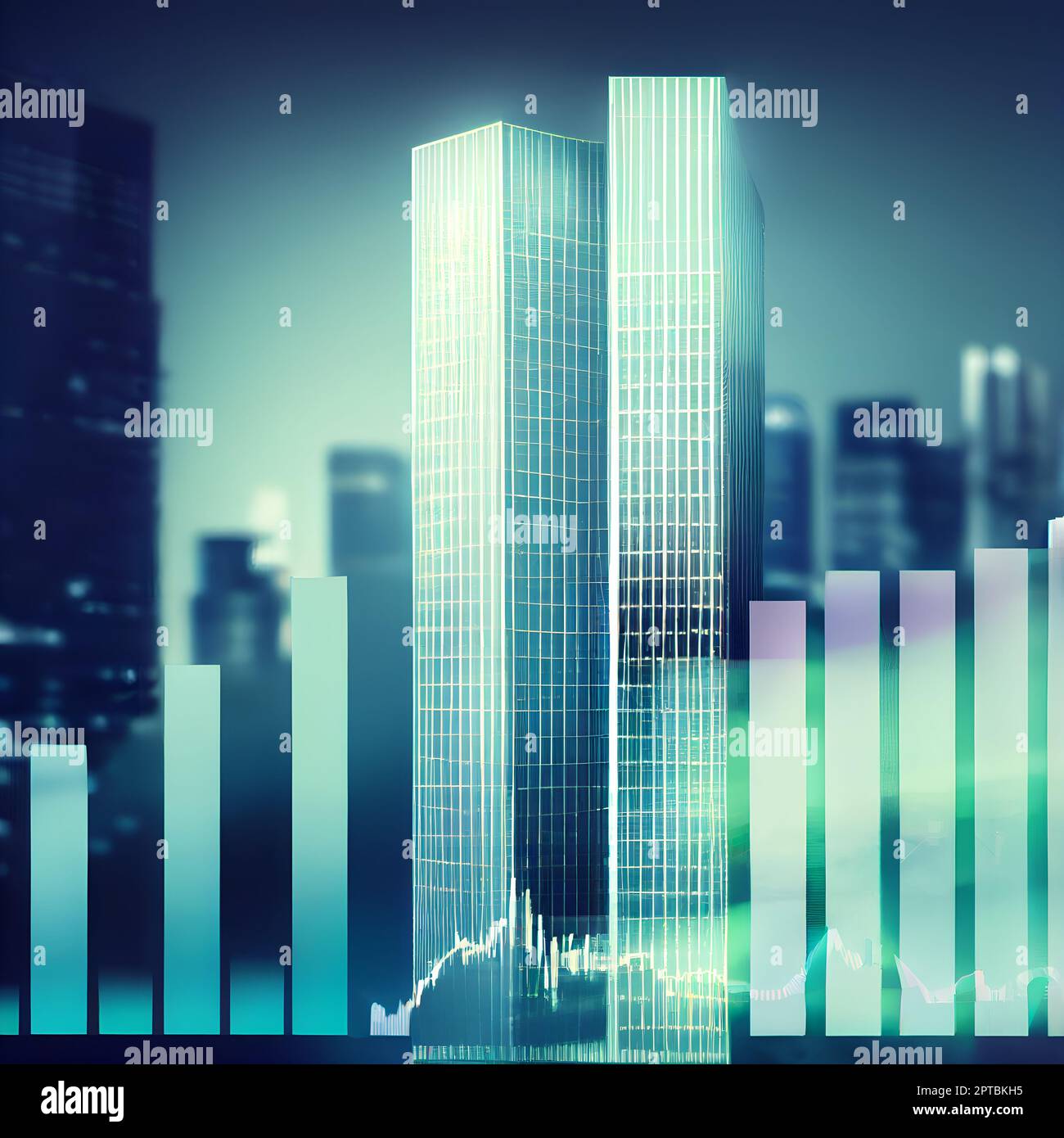 Modern city skyscraper sketch with charts. 3D rendering Stock Photo - Alamy