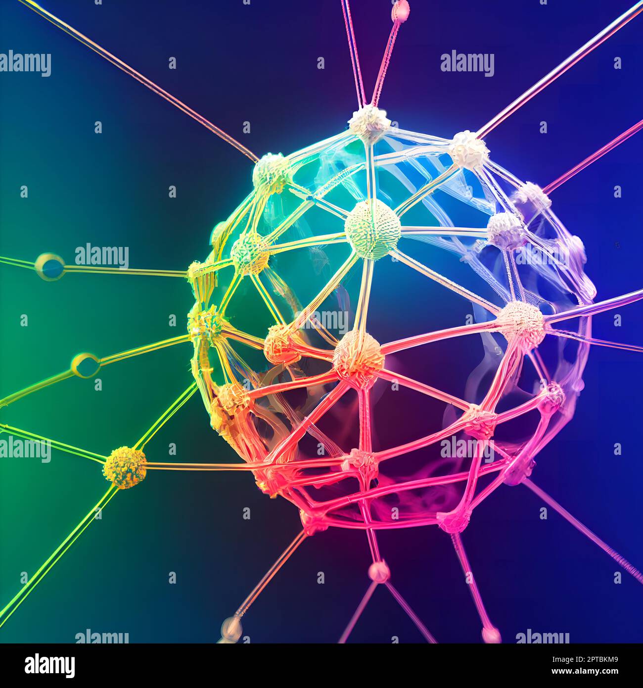 3D illustration of active nerve cell on blue background Stock Photo - Alamy