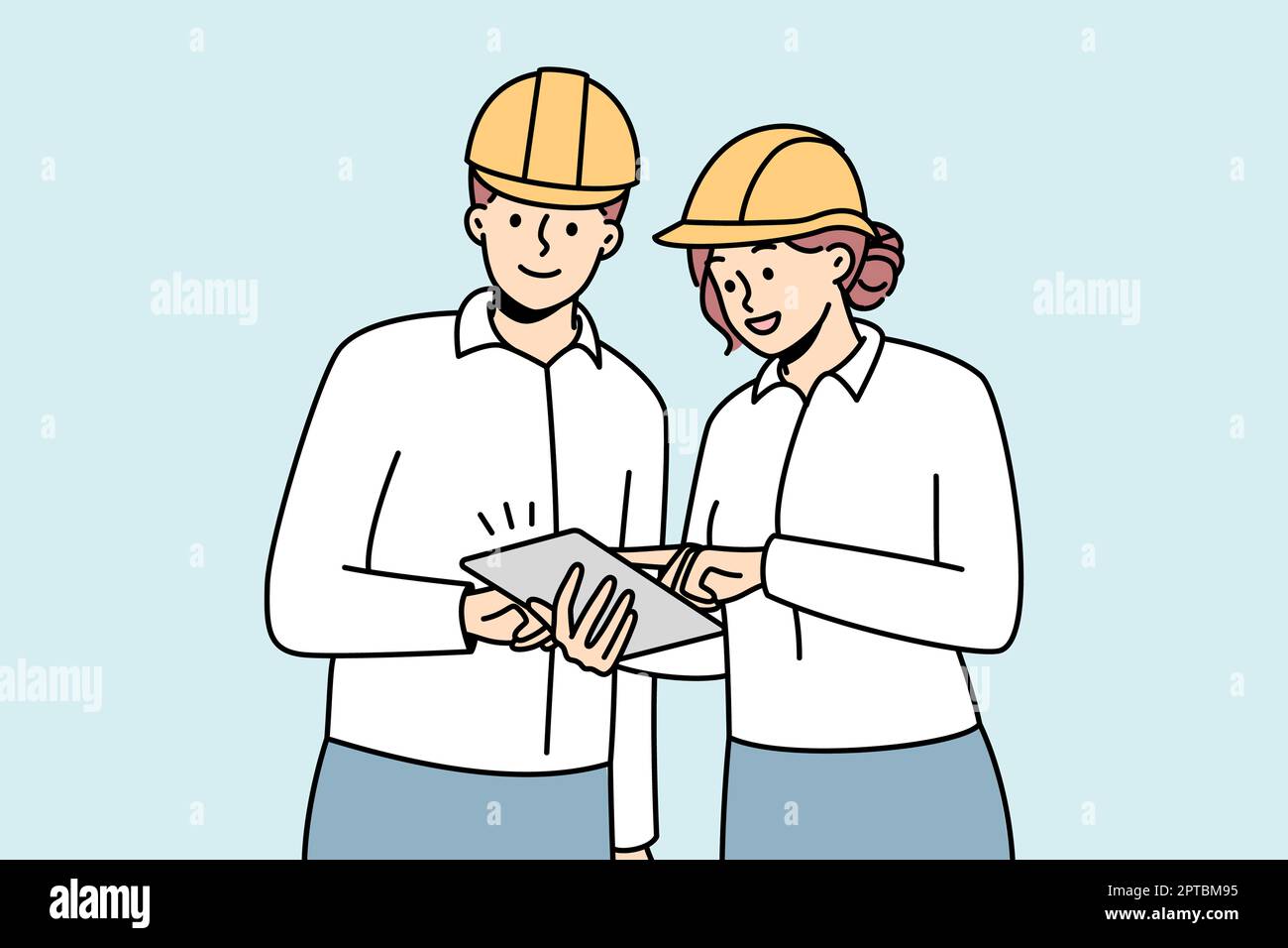 Team working cartoon builders hi-res stock photography and images - Alamy