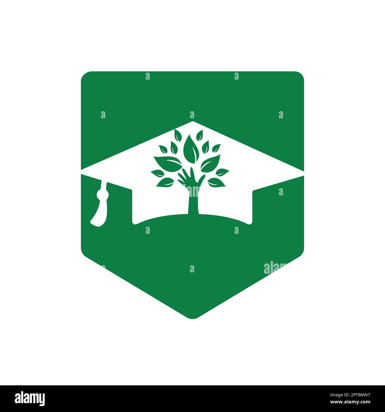 Education insurance and support logo concept. Graduation cap and hand ...