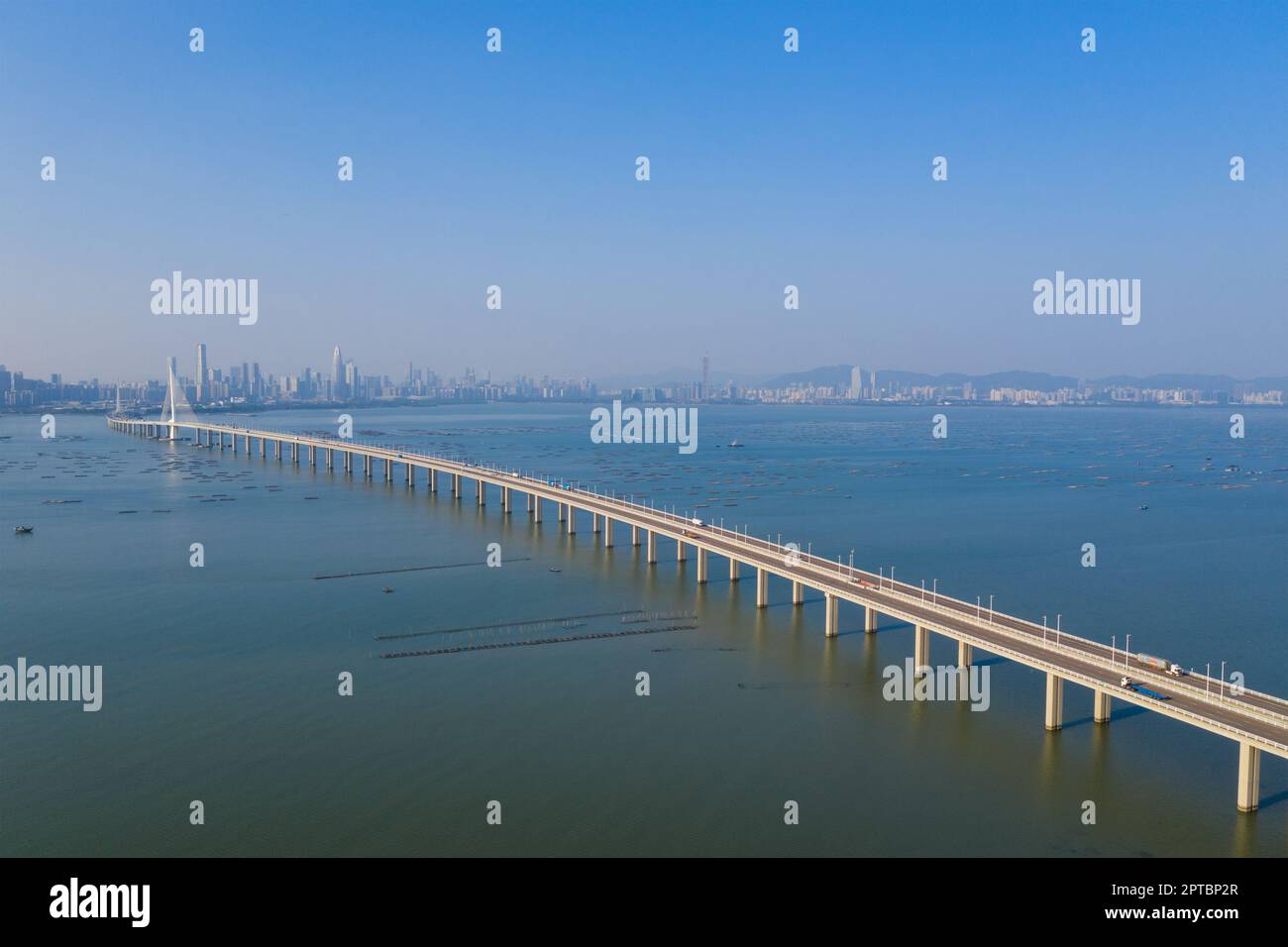 Top view of Hong Kong Shenzhen Western Corridor connect Hong Kong and ...